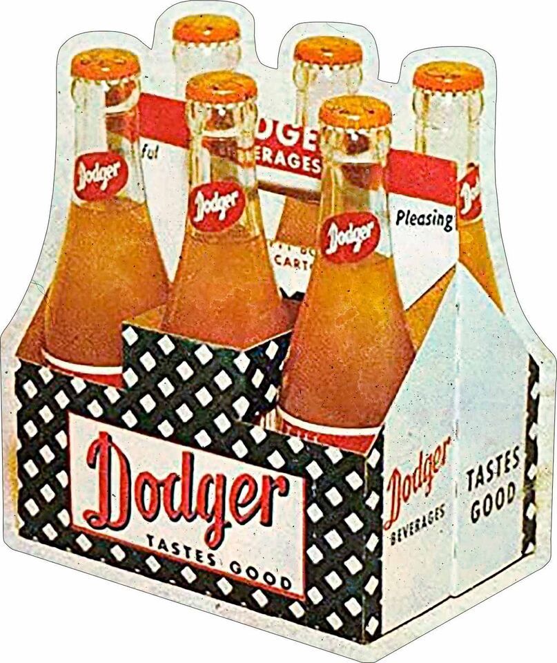 Dodger Soda Bottle Six Pack Metal Advertising Sign - Advertising