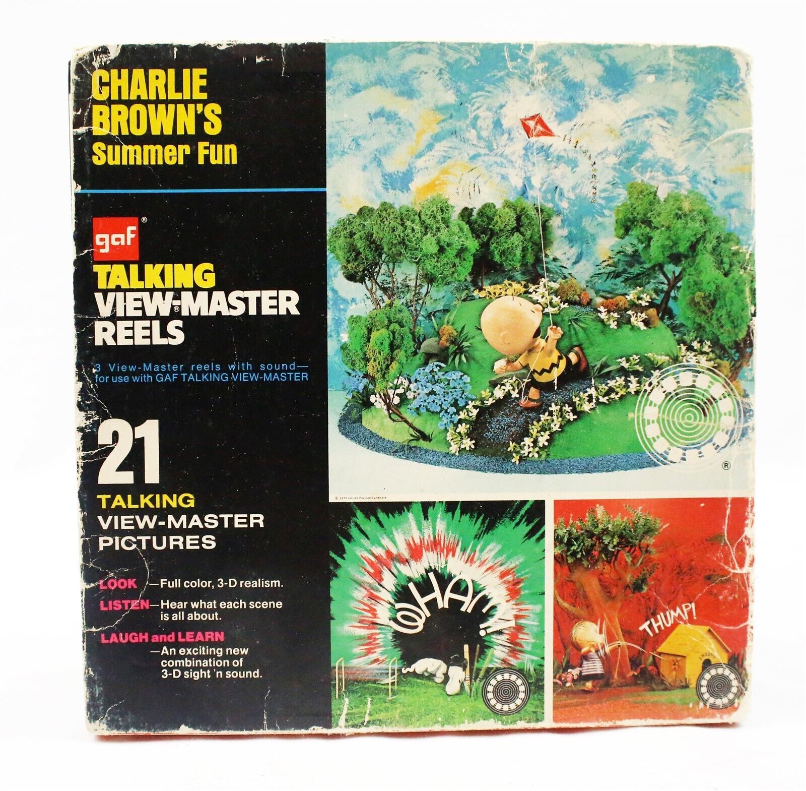 VINTAGE 1973 GAF Charlie Brown Summer Fun Talking Viewmaster Reels ...