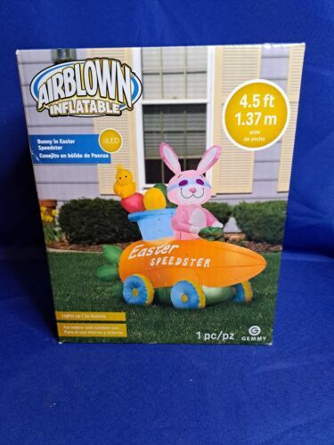 Easter Bunny Speedster Rabbit Car Gemmy Airblown Inflatable LED Yard ...