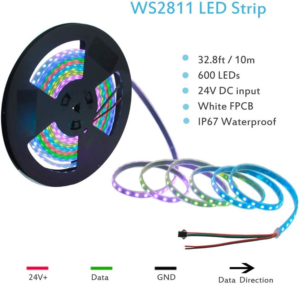 For The Arduino Raspberry Pi, Alitove 32.8Ft.Addressable Rgb Led Strip ...