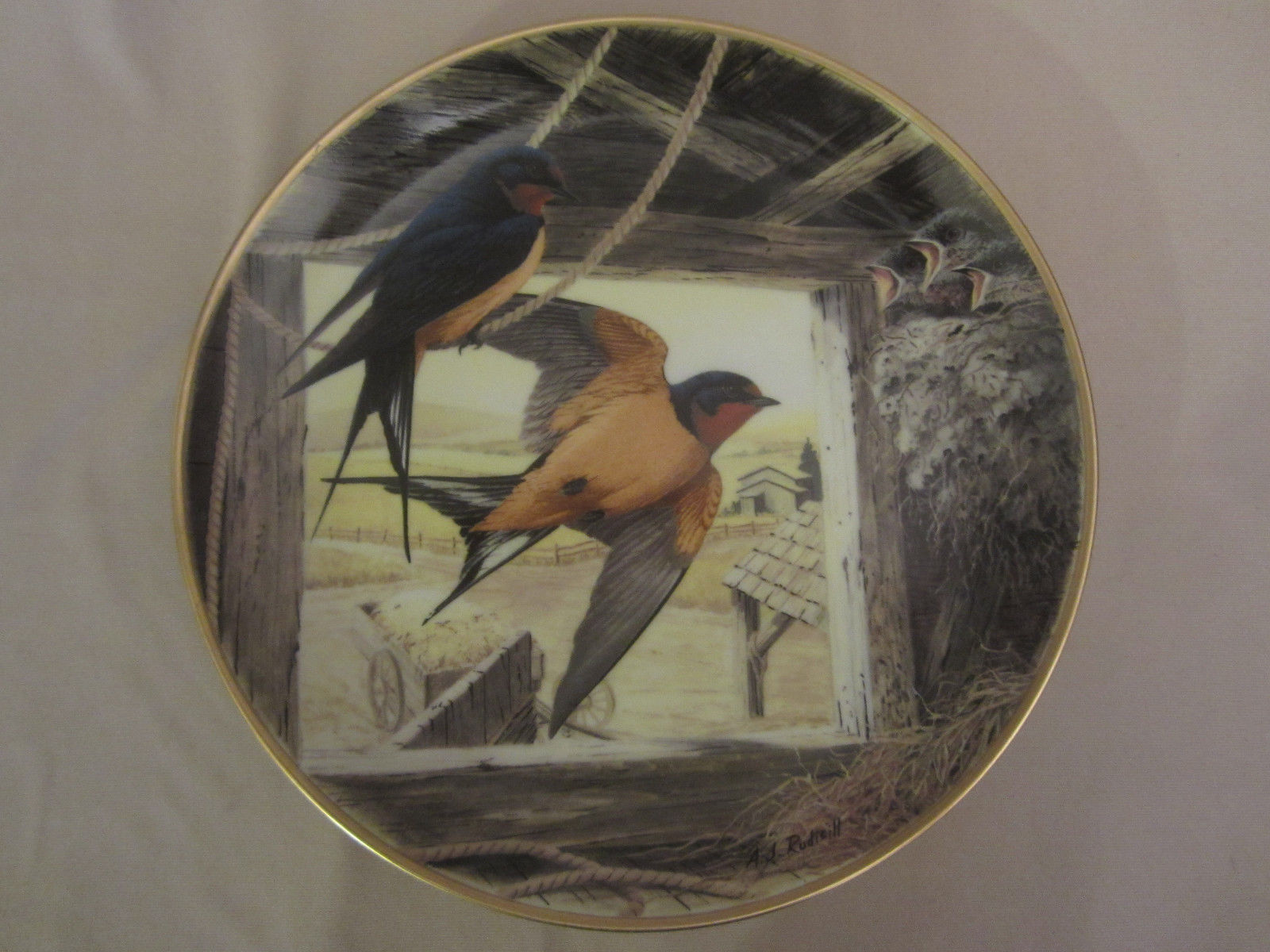 BARN SWALLOW "RETURNING HOME" collector plate ANTHONY RUDISILL Birds ...