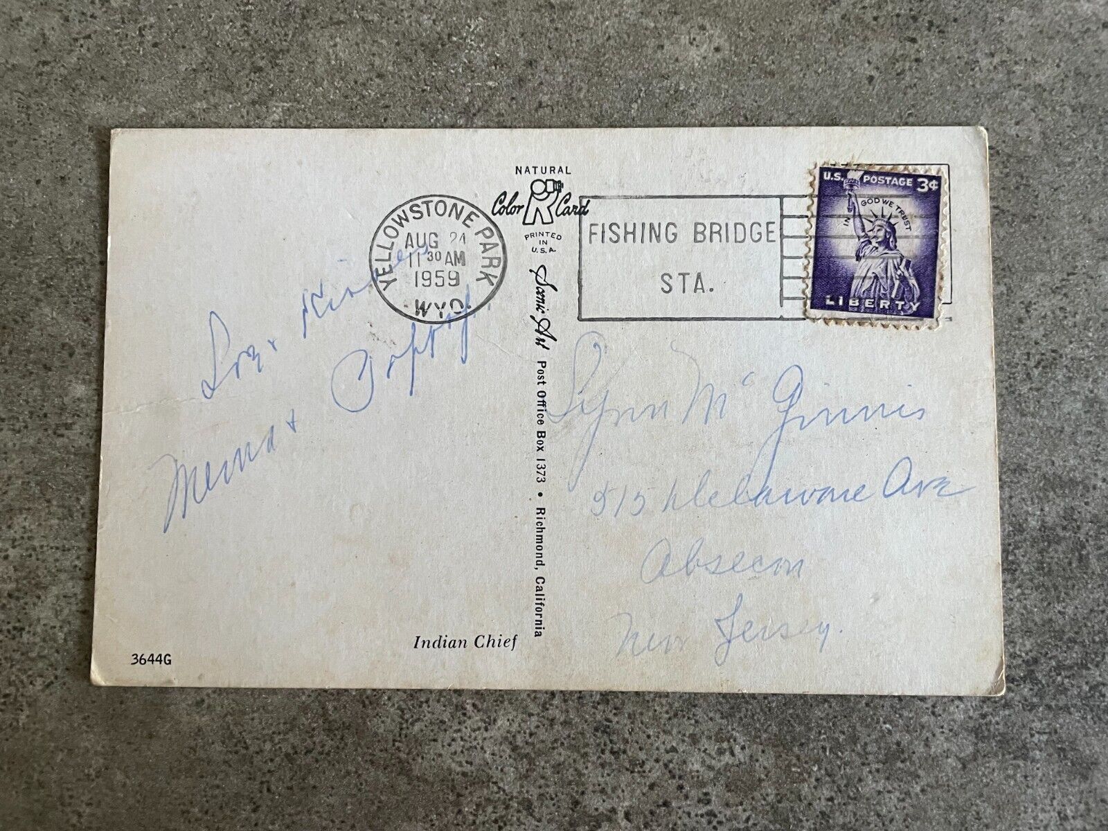 1959 Yellowstone Park Indian Chief Postcard and 50 similar items