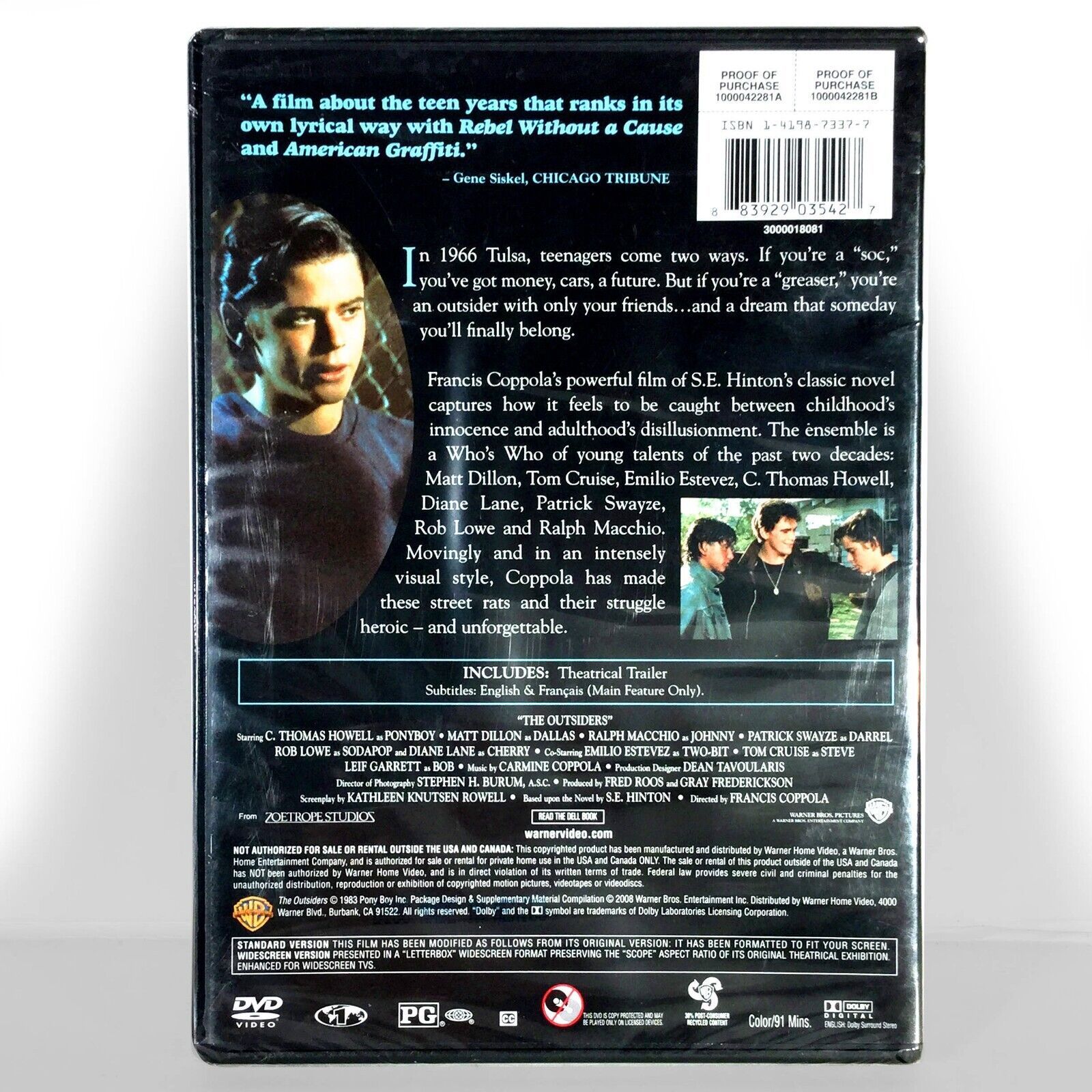 The Outsiders (DVD, 1983, Widescreen) Brand New ! Patrick Swayze Tom ...