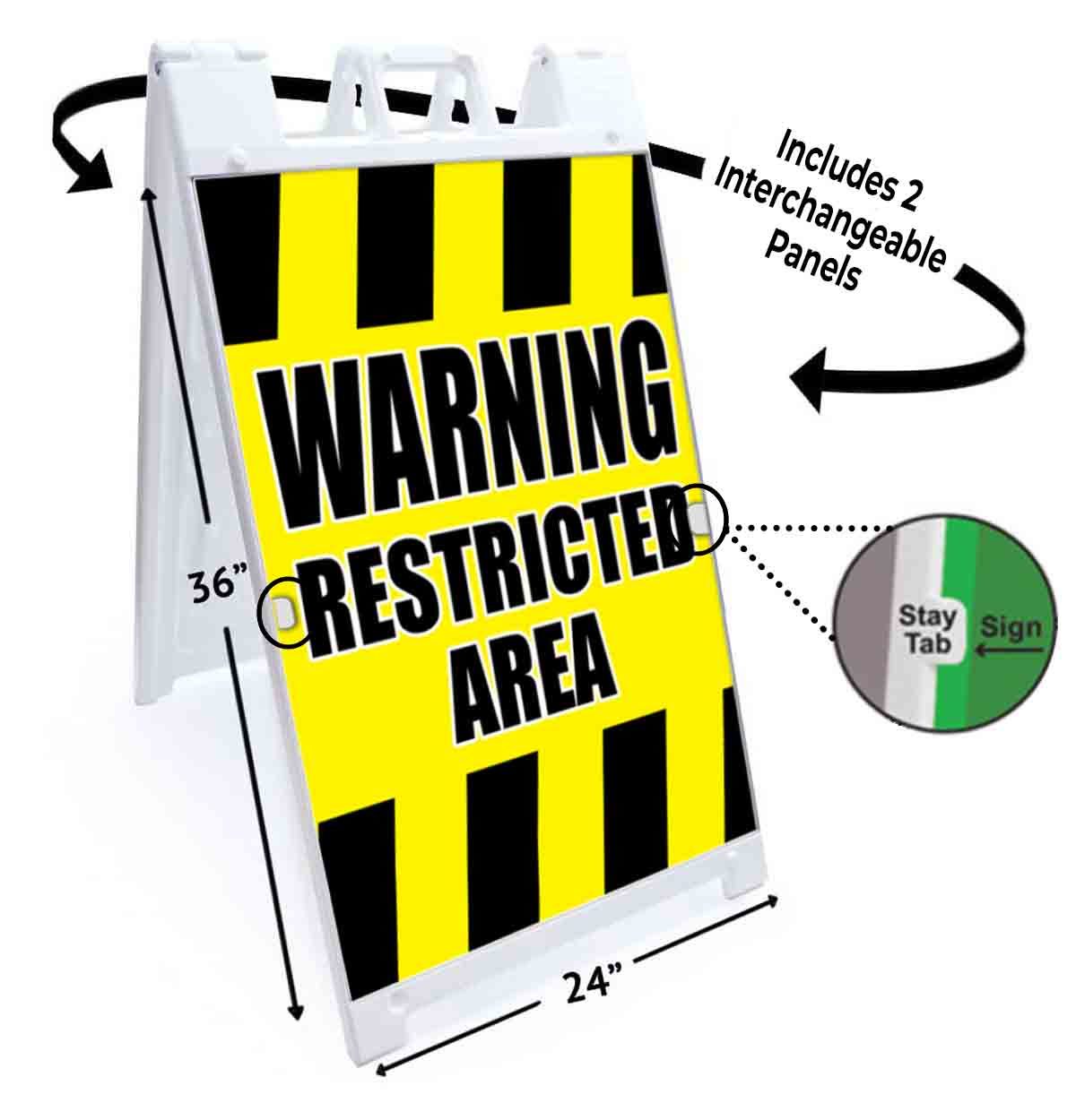 WARNING RESTRICT AREA Signicade 24x36 Aframe Sidewalk Decal Sign Banner ...