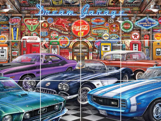 vintage American muscle cars corvette bel air mustang ceramic mural ...