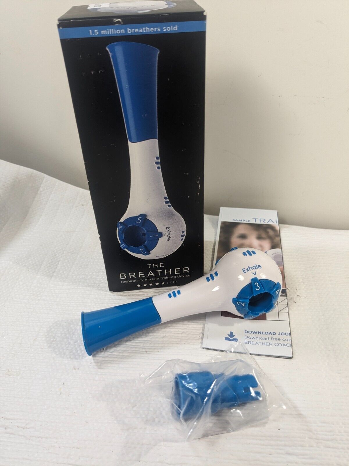 The Breather Respiratory Muscle Trainer training device w/ box BLUE PN ...