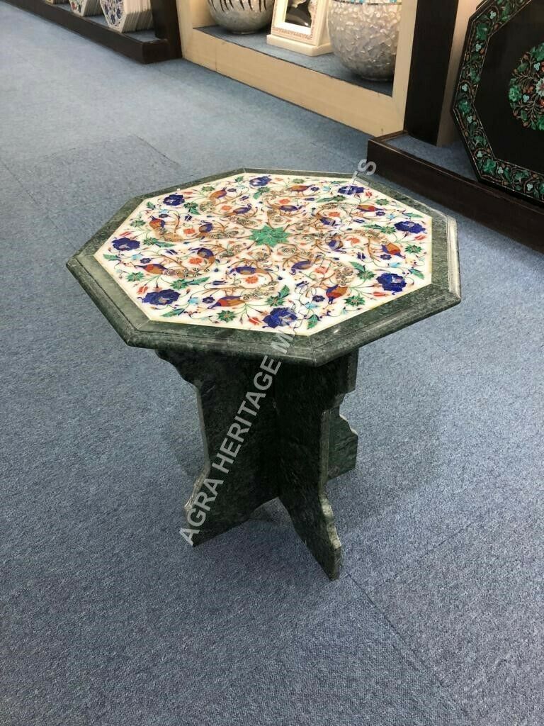 30" Green Marble Coffee Table Top With Stand Multi Inlay Decor Home ...