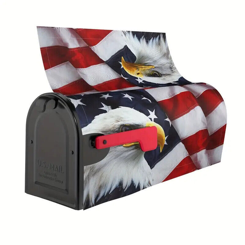 American Flag & Bald Eagle Mailbox Cover / Wrap - Fits Standard Size ...