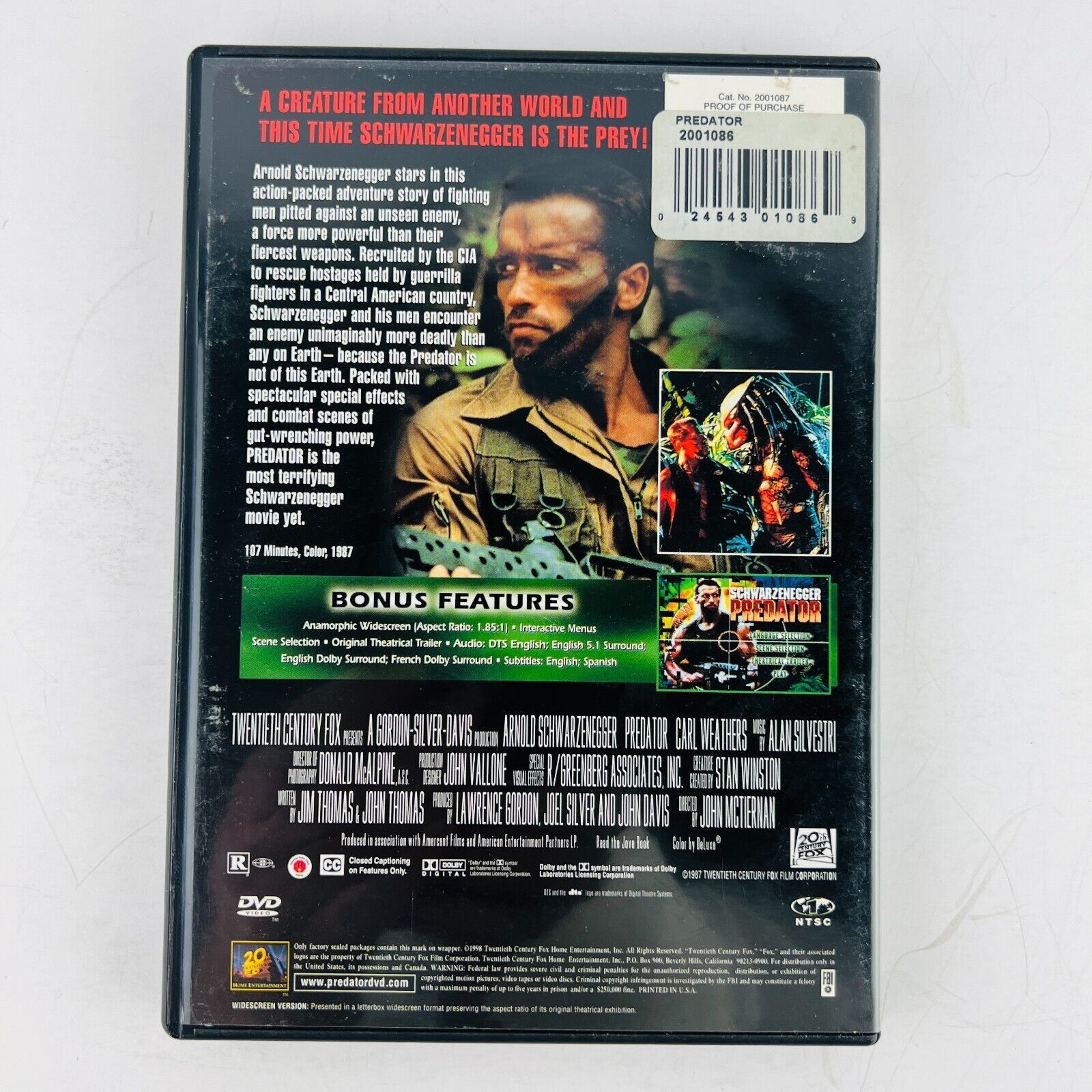 Predator (Enhanced Widescreen Edition) DVD Arnold Schwarzenegger - DVDs ...