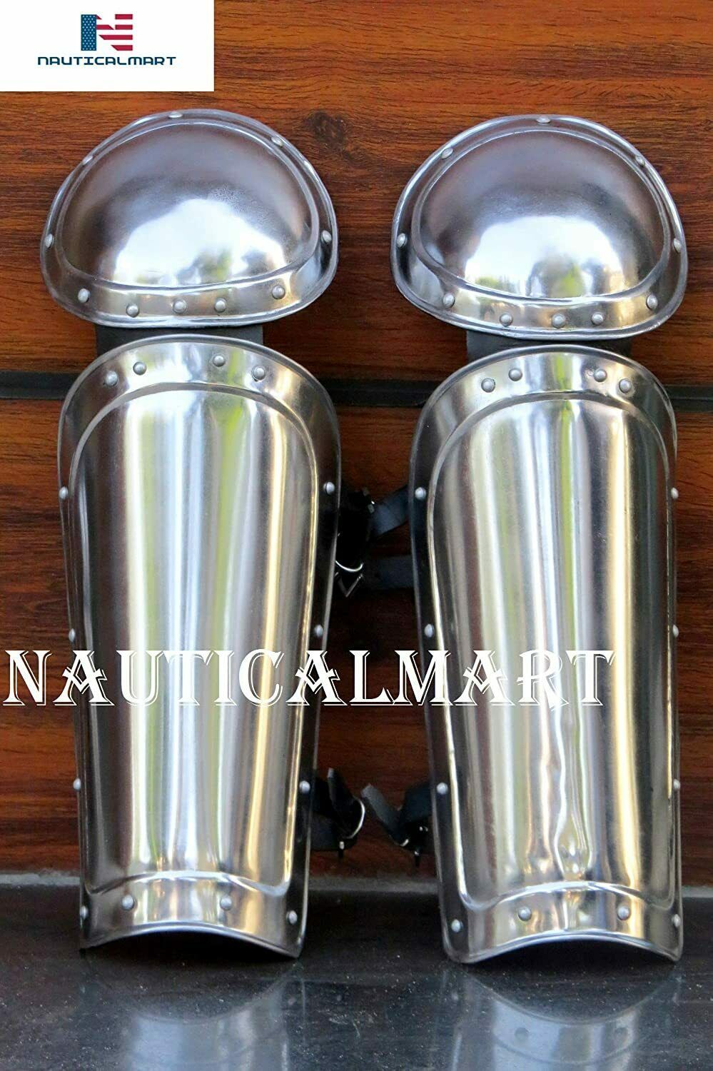 Medieval Leg Guards Conquest Leg Armor, Silver LARP - Halloween ...