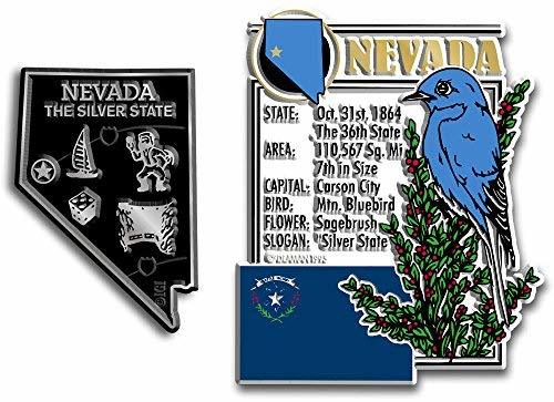 Nevada State Montage and Small Map Magnet Set by Classic Magnets, 2 ...