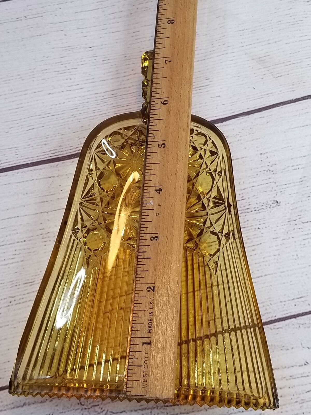 Amber Daisy and Button Glass Broom Sweeper Trinket Candy Dish Maker ...