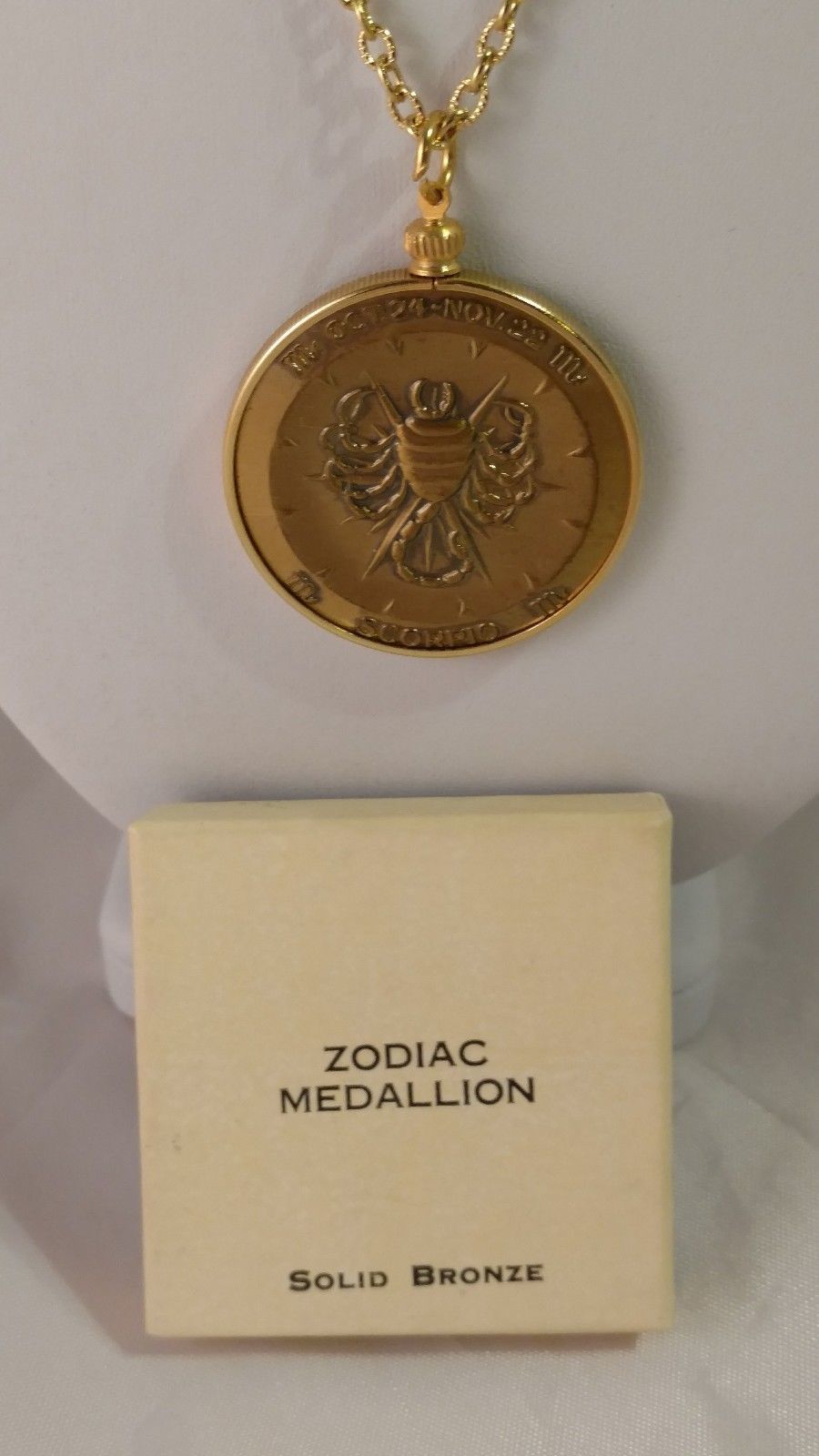 SCORPIO Zodiac Medallion Solid Bronze with Chain Necklace - also ...