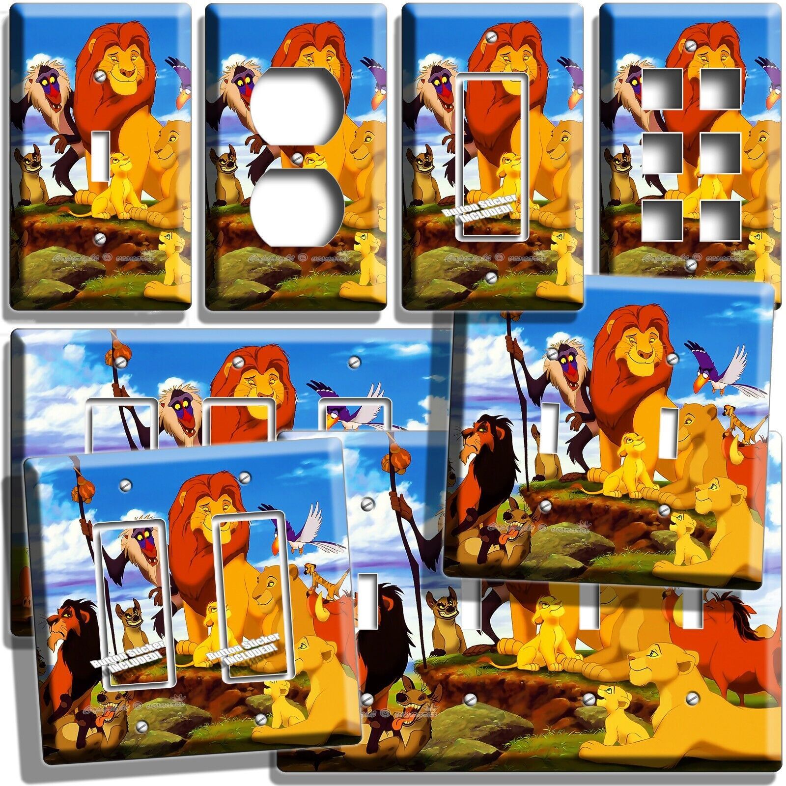 LION KING SIMBA NALA TIMON PUMBAA LIGHT SWITCH OUTLET WALL PLATE BABY ...