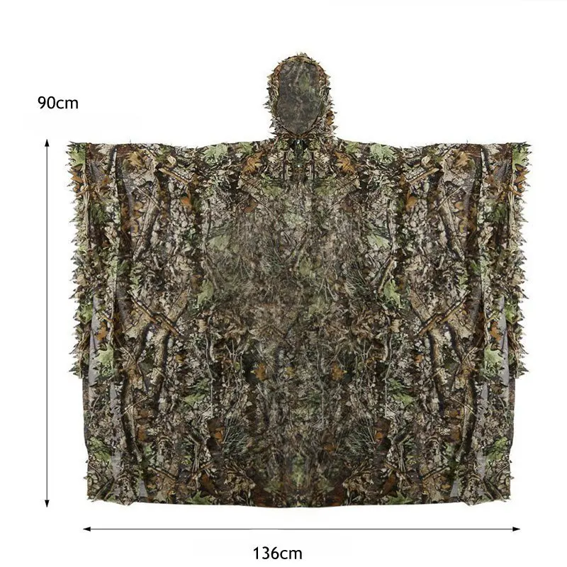 Adults 3D Leaf Poncho Cape Stealth Ghillie Suit Cloak Clothing Free ...
