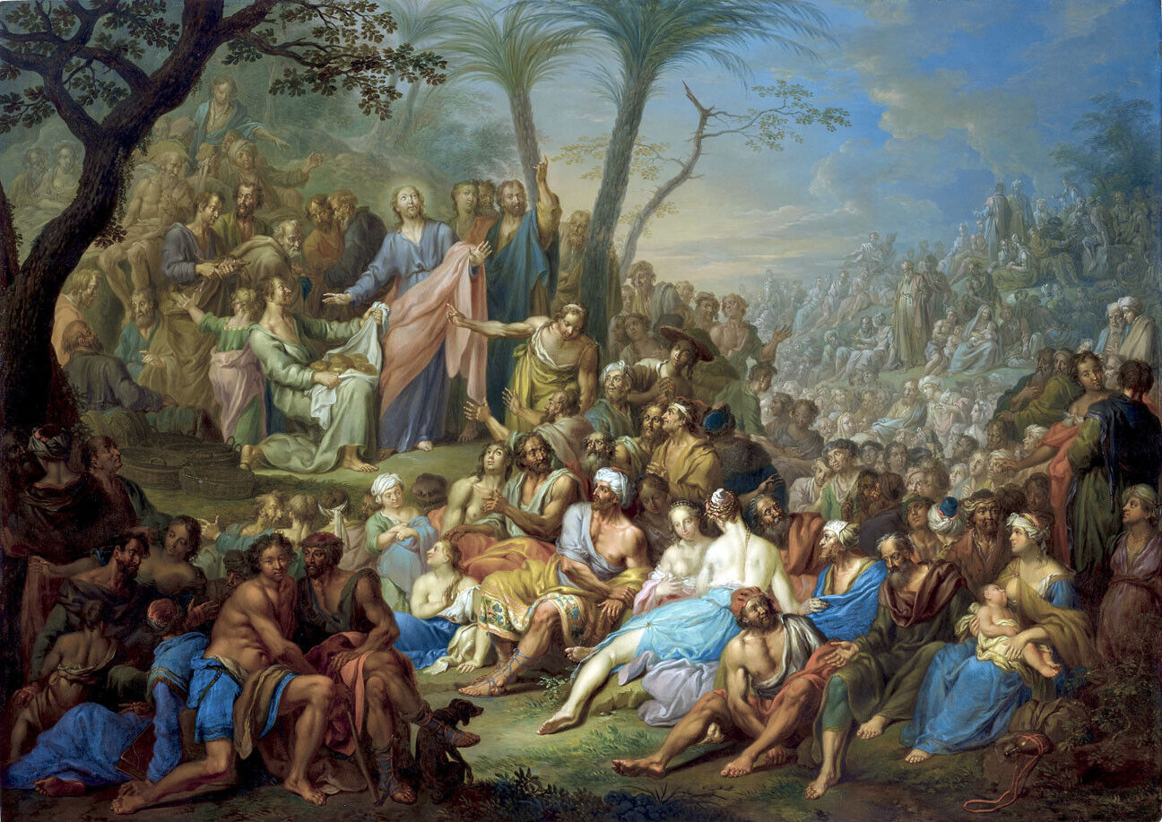 Jesus Christ feeding the five thousand ceramic tile mural backsplash ...