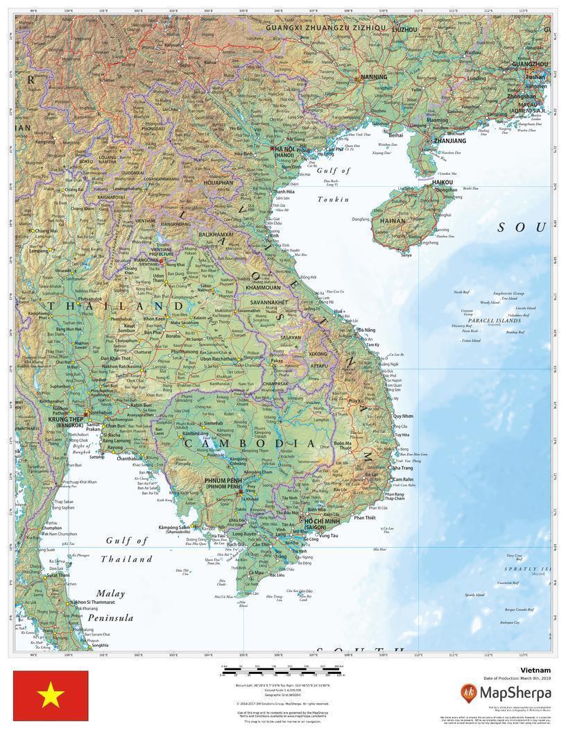 Vietnam Laminated Wall Map (MSH) - Maps & Atlases