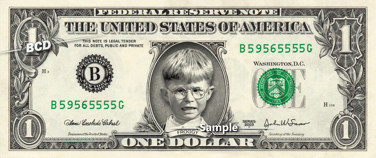 FROGGY on a REAL Dollar Bill Little Rascals Cash Money Collectible ...