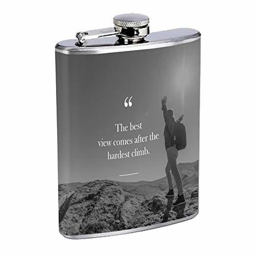 Hardest Climb Hip Flask Stainless Steel 8 Oz Silver Drinking Whiskey ...