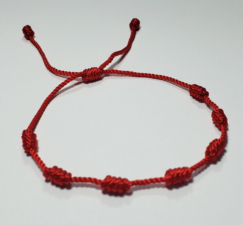 Lucky Red String Kabbalah 7 KNOTS Classic Red Adjustable Bracelet for ...