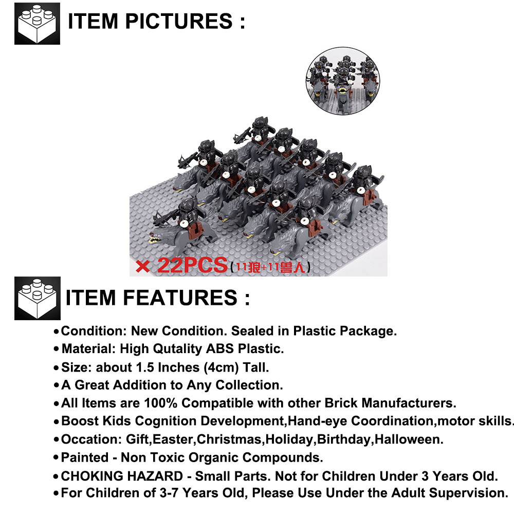 LOTR Riders of Gundabad Orcs Light Archers Infantry Army 22 Minifigures Set - Building Toys & Blocks