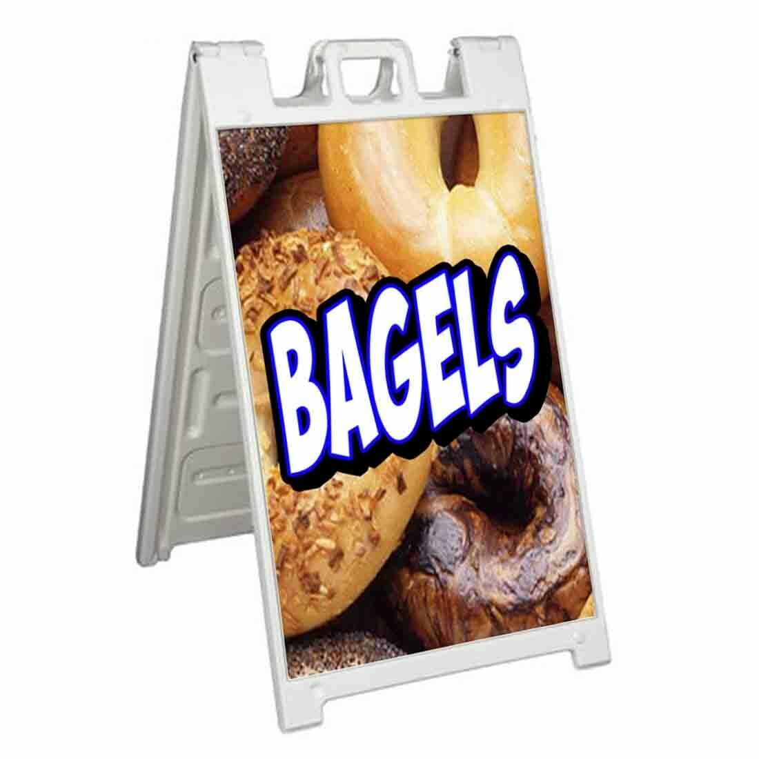 BAGELS Signicade 24x36 Aframe Sidewalk Sign Banner Decal BAKERY ...