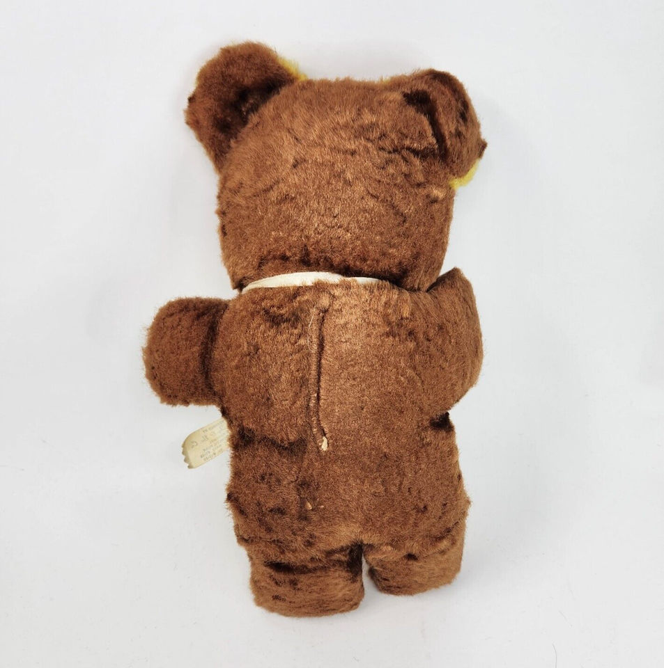 14" VINTAGE GAY STUFFED TOY BROWN + YELLOW TEDDY BEAR STUFFED ANIMAL ...