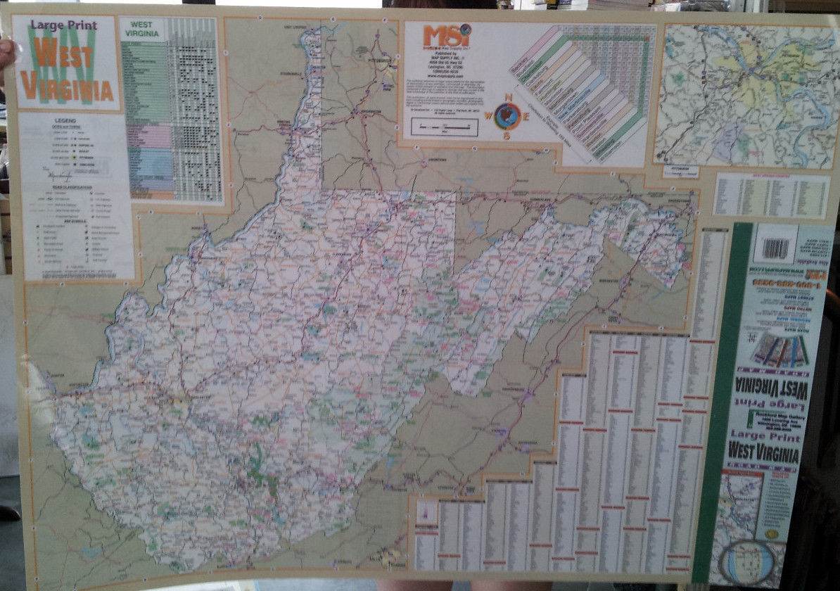 West Virginia State Highway Laminated Wall Map (MSI) - Maps & Atlases