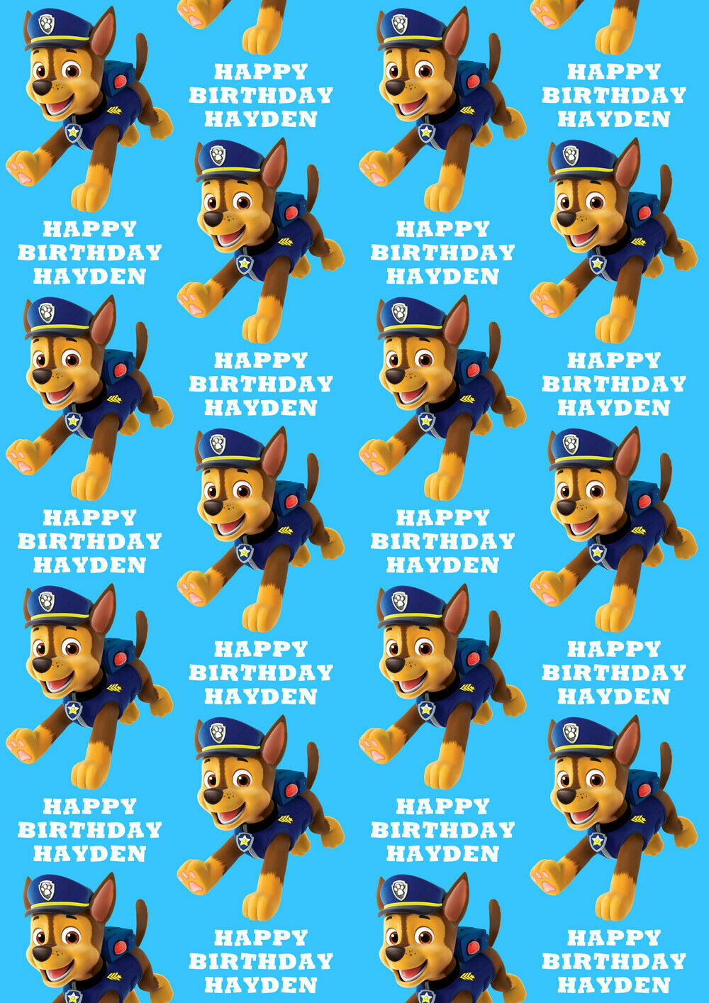 Chase Paw Patrol Personalised Gift Wrap - Chase Paw Patrol Wrapping ...