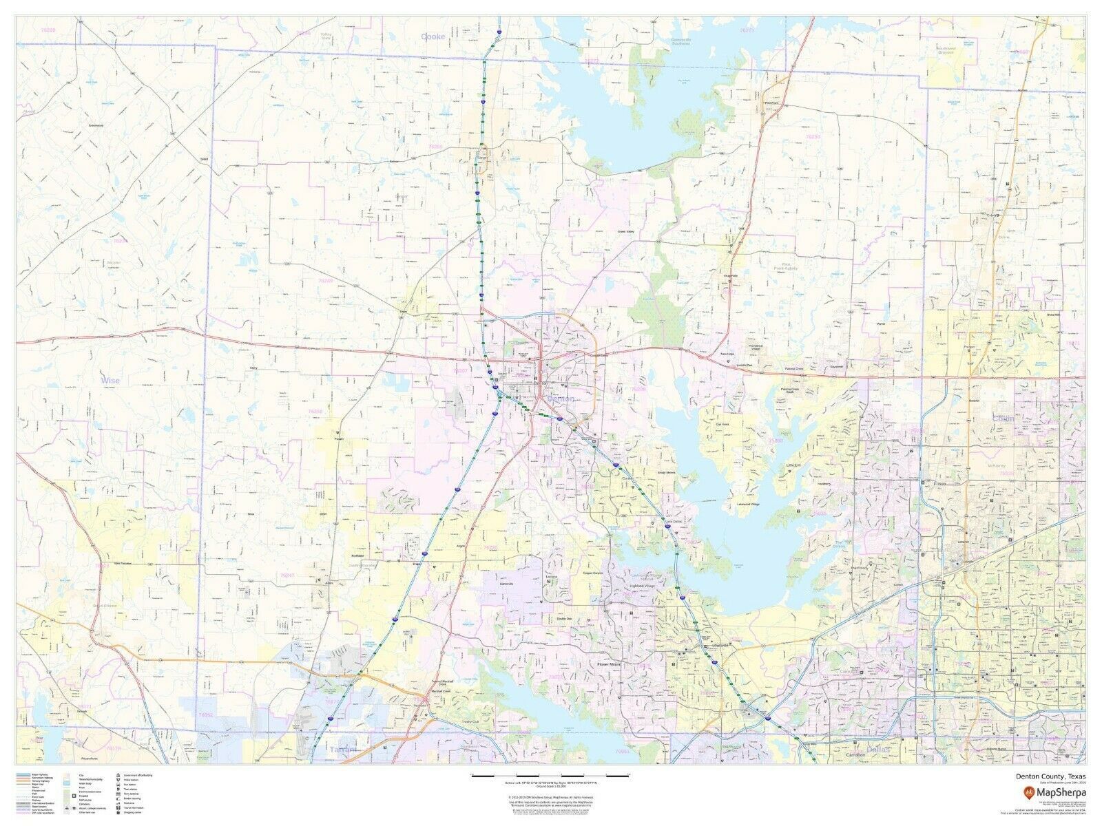 Denton County, Texas Laminated Wall Map (MSH) - Maps & Atlases