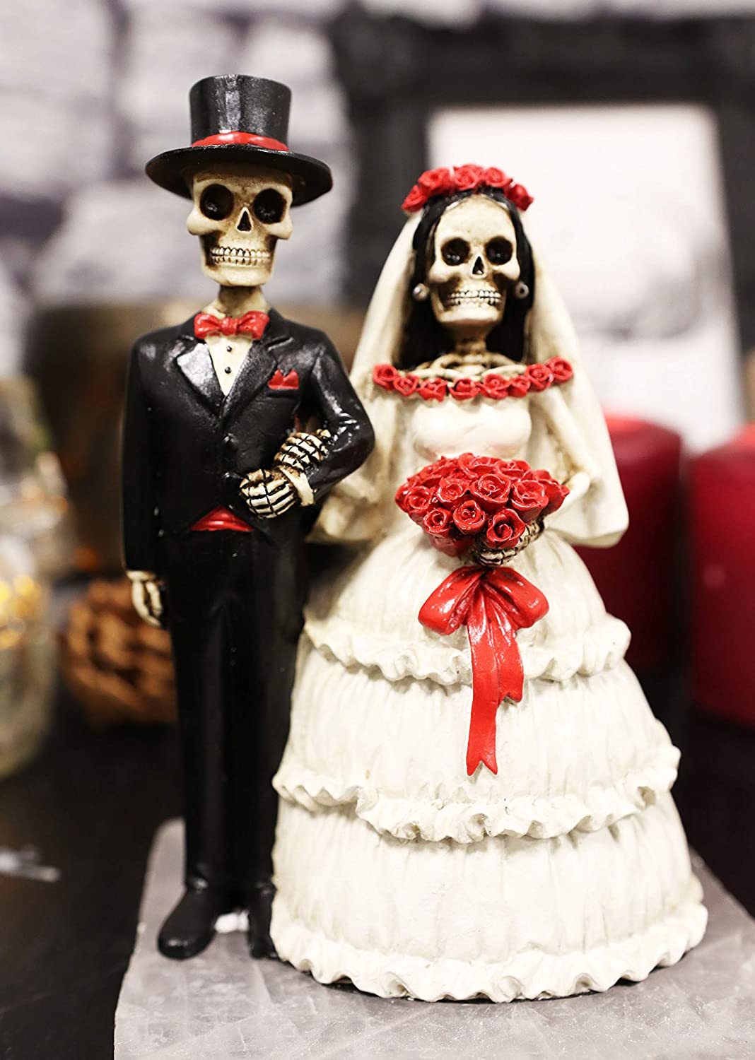 Ebros Love Never Dies Wedding Bride And Groom Skeleton Couple Figurine 5.5"Tall - Skulls