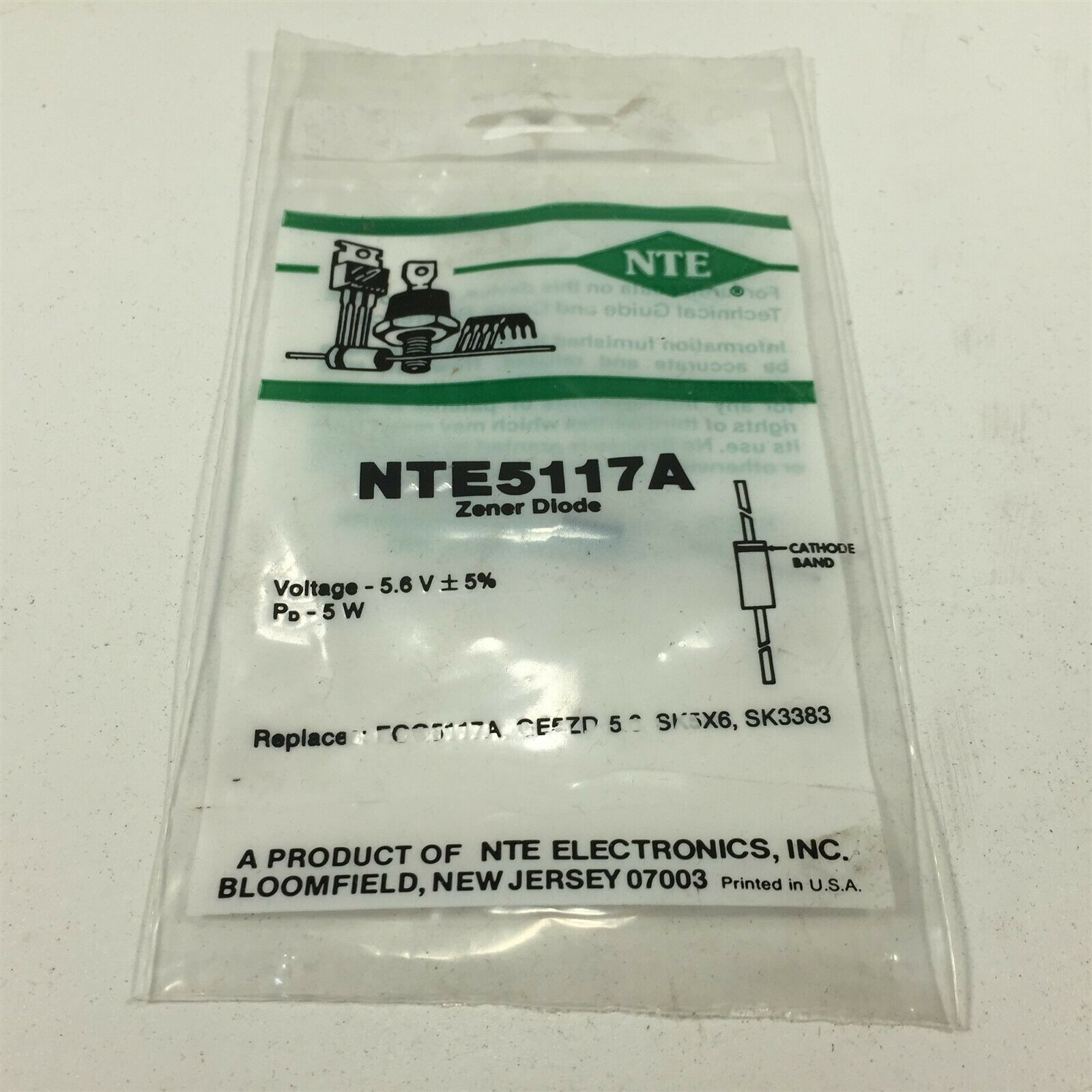 (6) NTE NTE5117A Zener Diode, 5 Watt - Lot of 6 - Diodes & Rectifiers