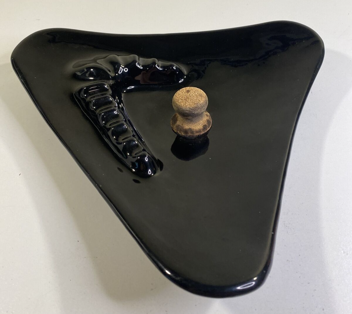 MCM Mid Century Modern Ceramic Black Atomic Ashtray Cork Snuffer 1950s ...