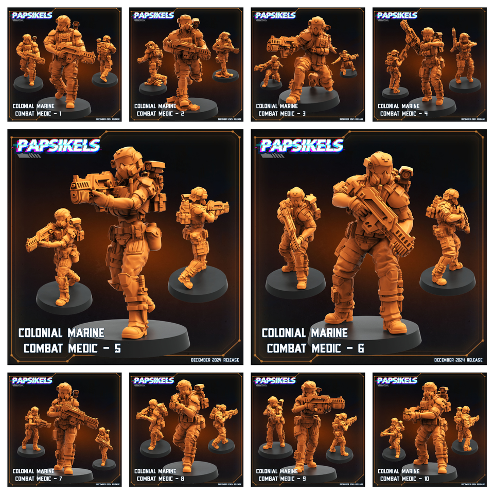 3D Printed Papsikels Colonial Marine Combat Medic Team Dec. 2024 SciFi ...