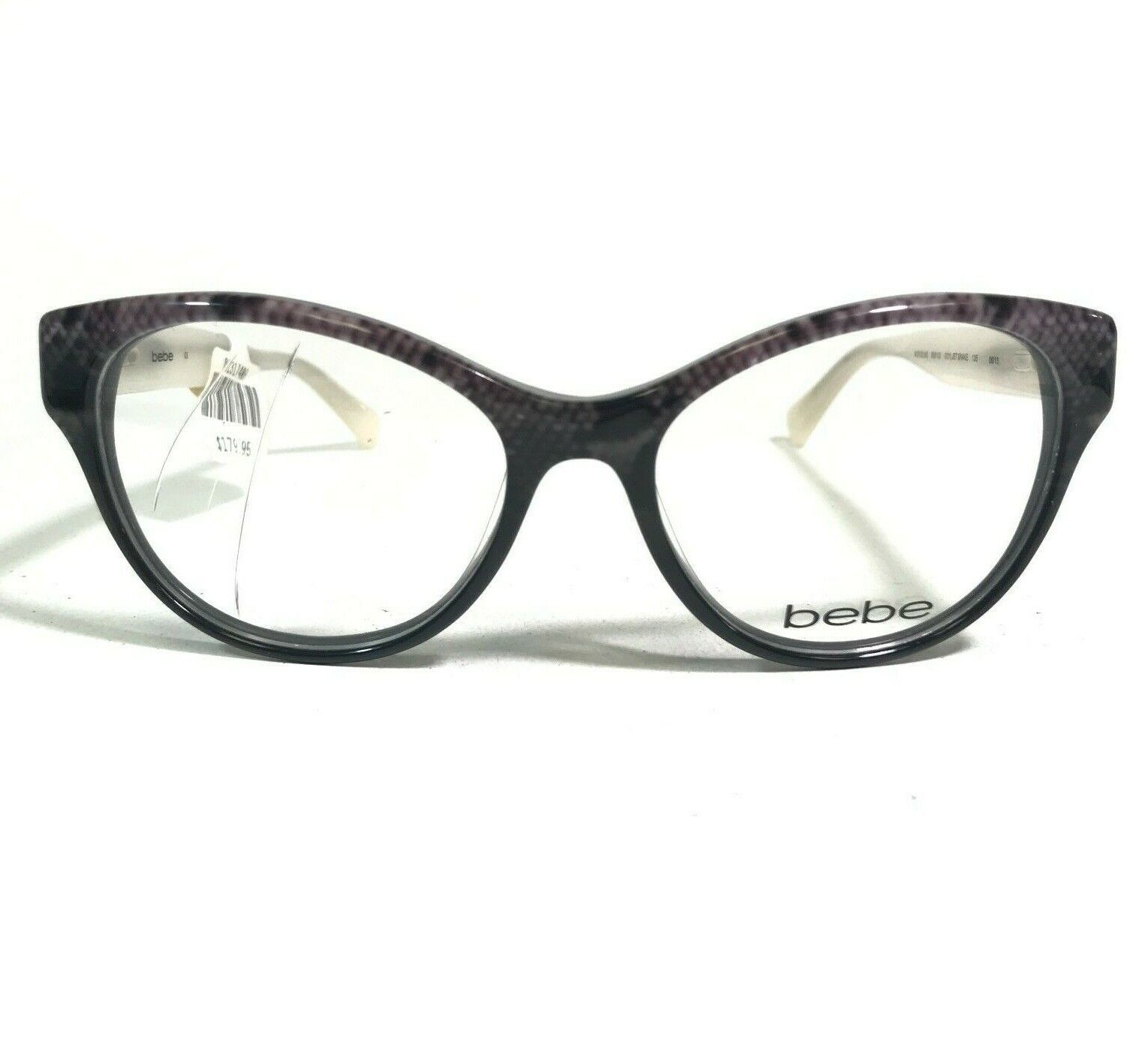 Bebe Eyeglasses Frames BB5100 001 Black Snake Print White Cat Eye 51-16 ...