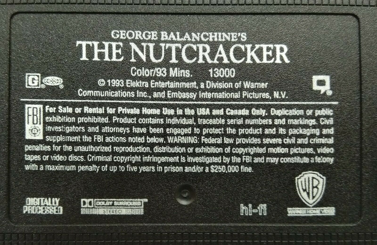 VHS The Nutcracker - George Balanchine (VHS, 2000, Warner Brothers ...