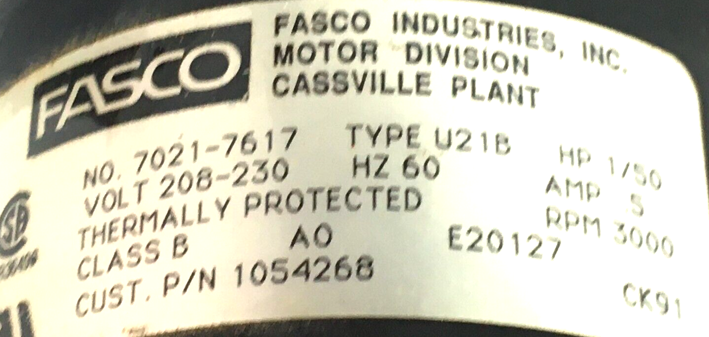 FASCO 7021-7617 Exhaust Draft Inducer Blower Motor 1054268 208/230V ...