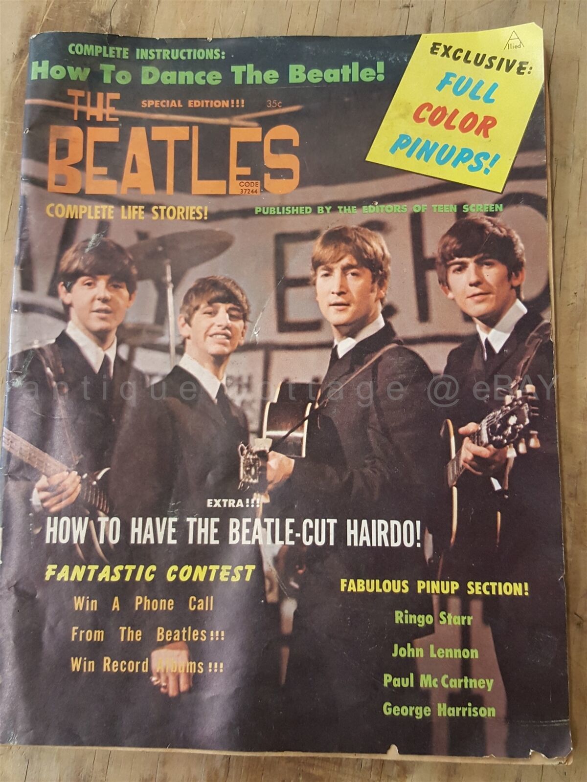 1964 FIRST u.s. OFFICIAL the BEATLES MAGAZINE guide BEATLEMANIA teen ...