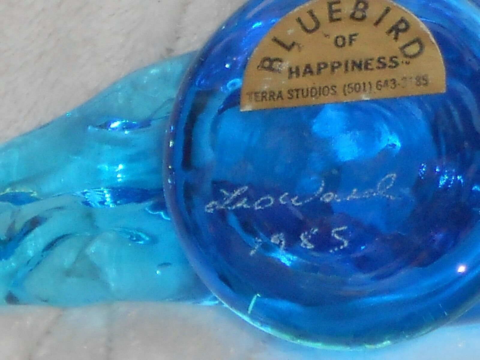 Leo Ward Bluebird of Happiness Blue Glass Bird Figurine Terra Studio ...