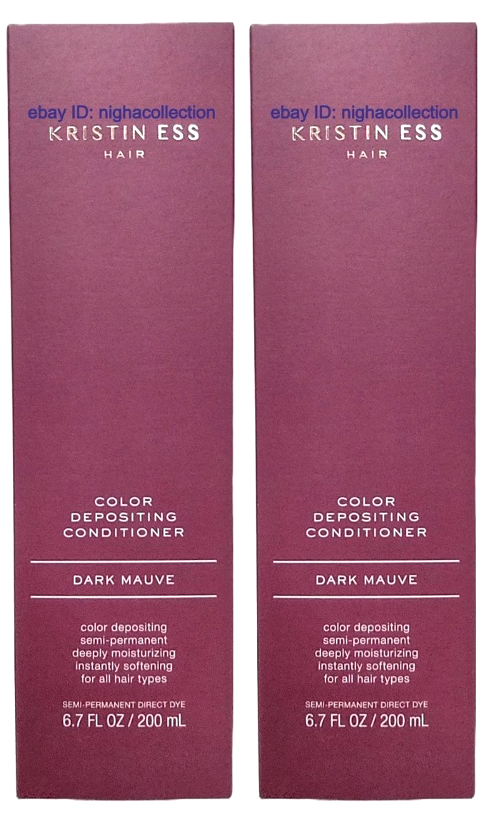 (2)New Kristin Ess Color Depositing Conditioner Dark Mauve 6.7 Oz Semi ...