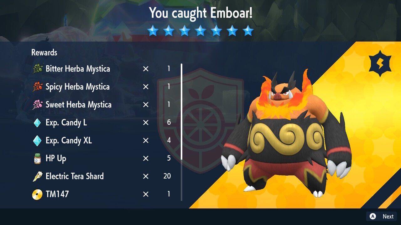 6ivs Mightiest Mark Emboar 7 Star Tera Riad Event Mighty Emboar Scarlet Violet - Video Games