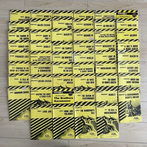 Lot of 52 Cliff Notes Study Summary Guide Books Classics, Signed Cliff ...