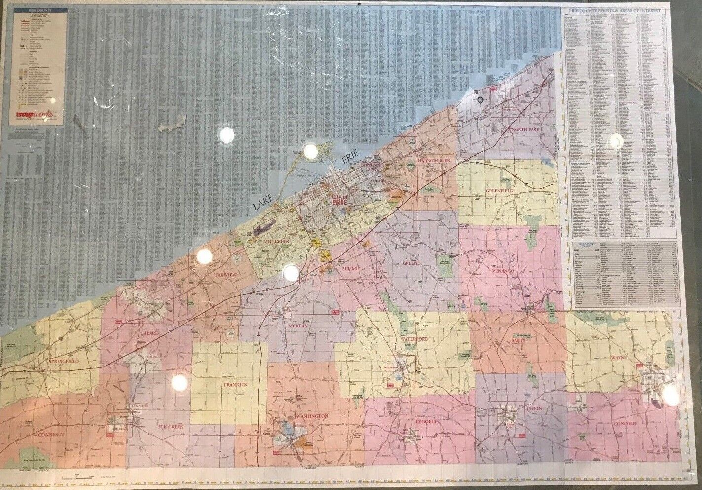 Erie & Erie County, Pennsylvania Laminated Wall Map (MW) - Maps & Atlases