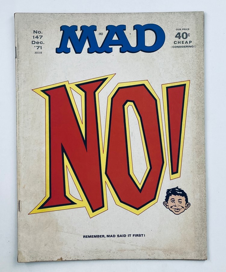 Mad Magazine December 1971 No. 147 Little Dull Man 6.0 FN Fine No Label ...