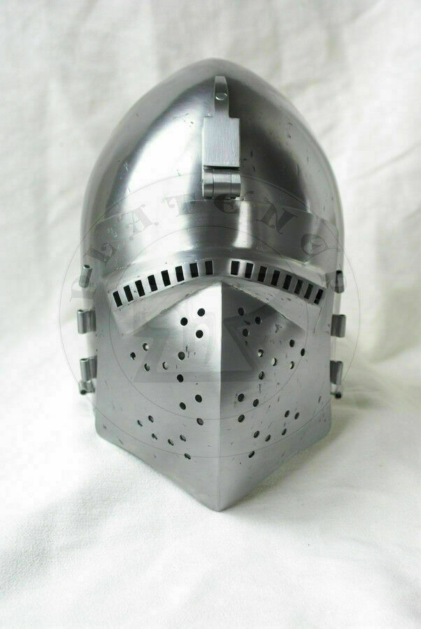 Medieval pelvic hood pig face Hounskull folding viewfinder helmet SCA ready- ... - Armor & Shields