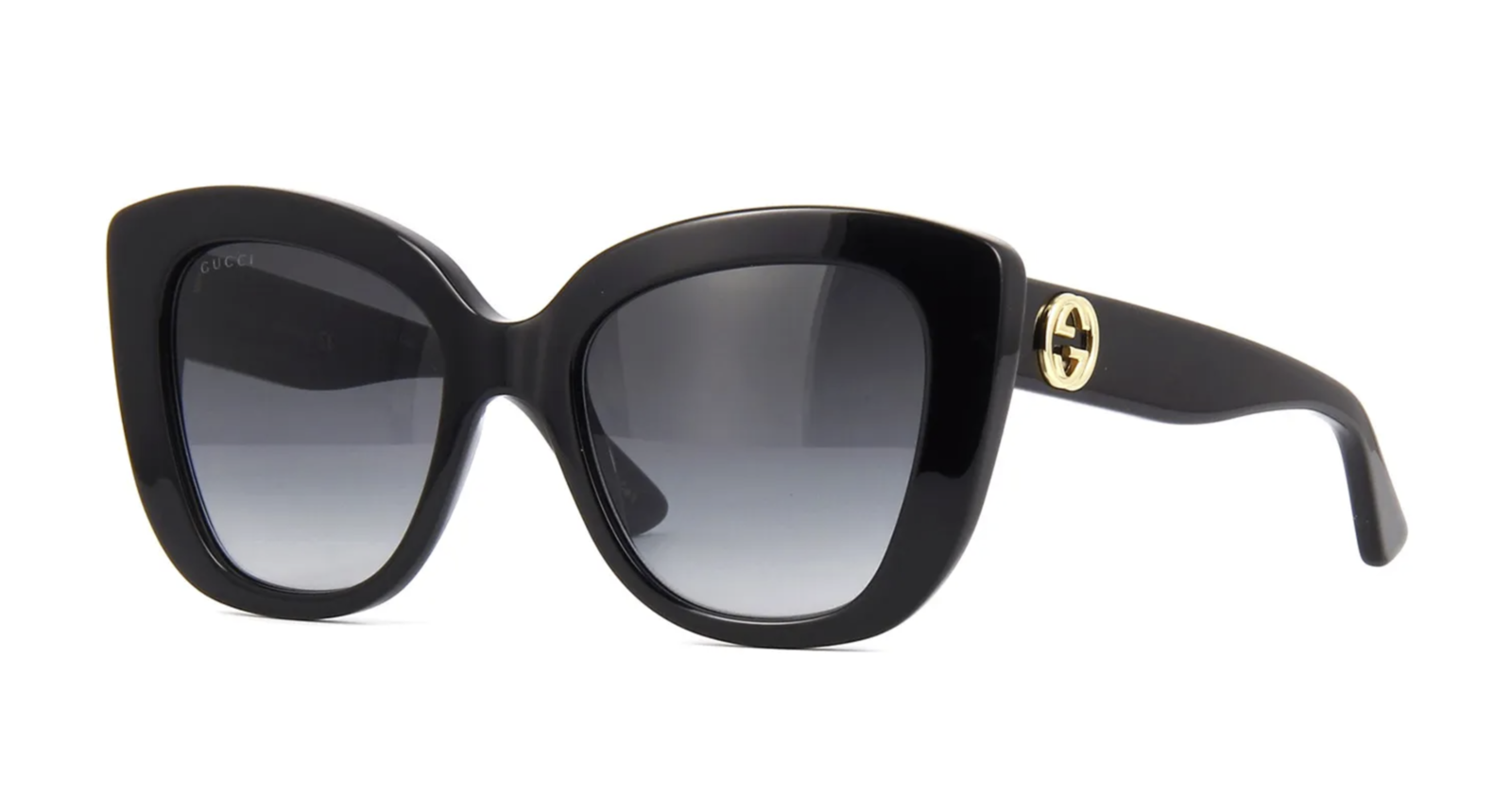 Gucci GG0327S 001 Sunglasses Cat Eye Black With Gray Lens - Fashion