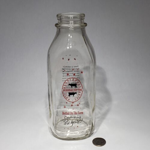 Ronnybrook Quart Glass Milk Bottle 30 Years Farm Dairy Ancramdale NY ...