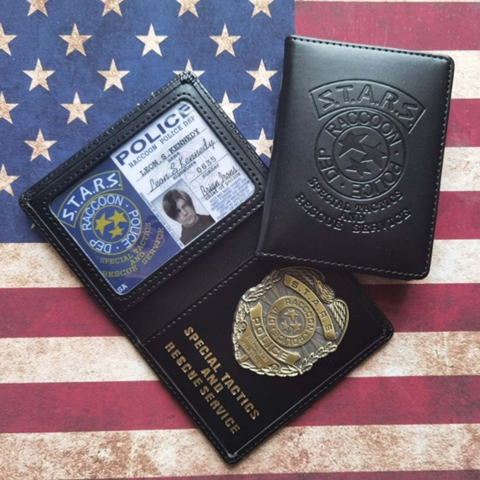 Resident Evil ID card & Leather wallet Set,100% accurate,Metal Badge ...