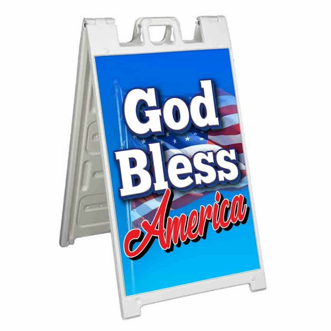 GOD BLESS AMERICA Signicade 24x36 Aframe Sidewalk Sign Banner Decal USA ...