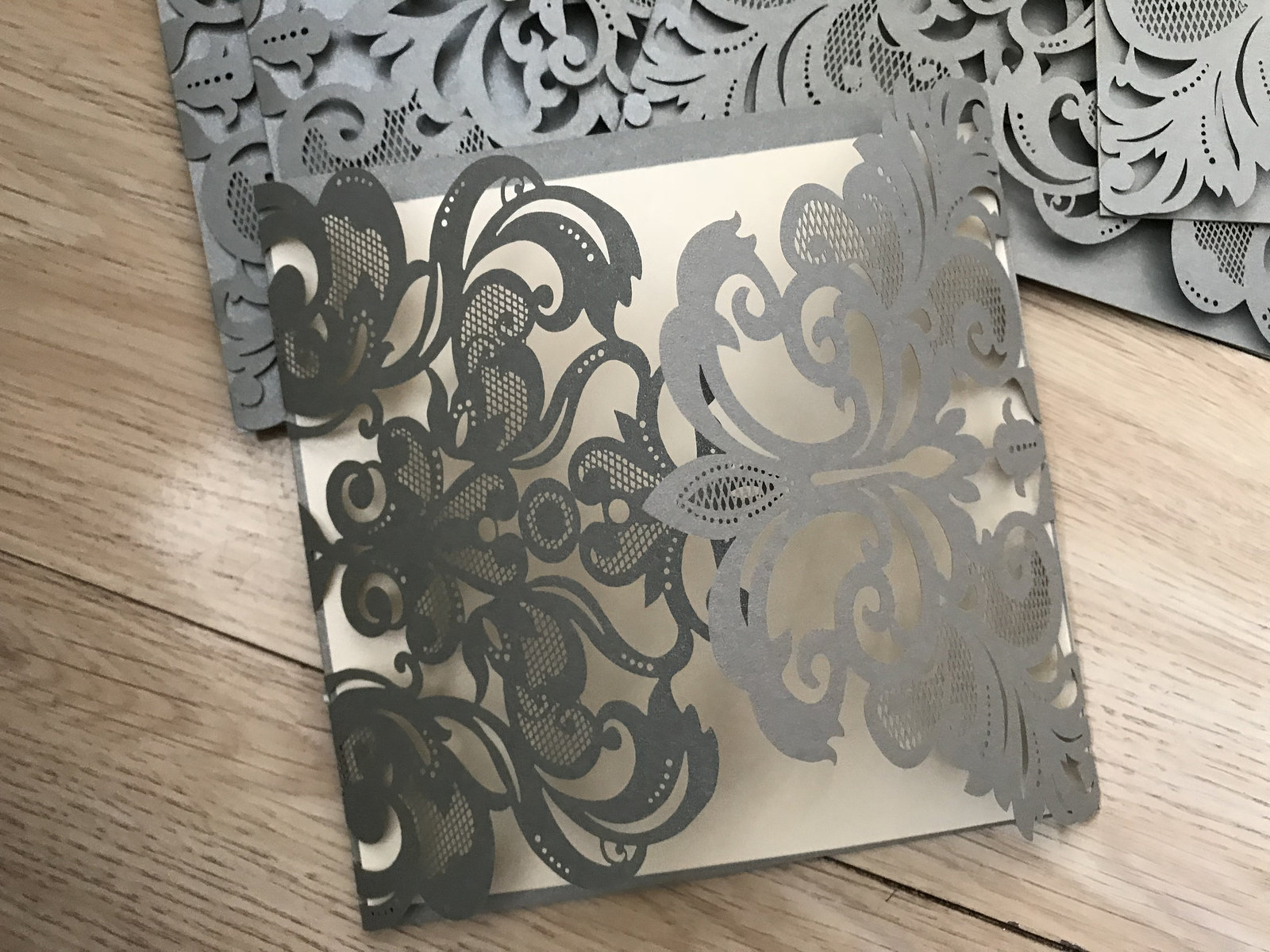 50pcs Silver Laser Cut Wedding Cards,Birthday Invitations,Wedding ...